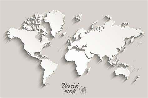 Papel de mapa do mundo Mapa político do mundo em um fundo cinza Vetor