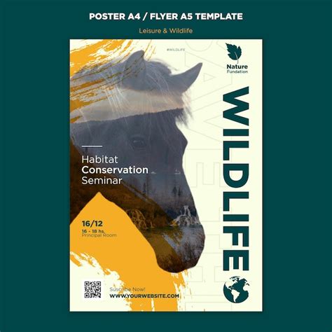 Plantilla de póster vertical de conservación de la naturaleza y la vida