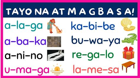 Pagsasanay Bumasa Ng Tatlong Pantig Part Hakbang Sa Pagbasa