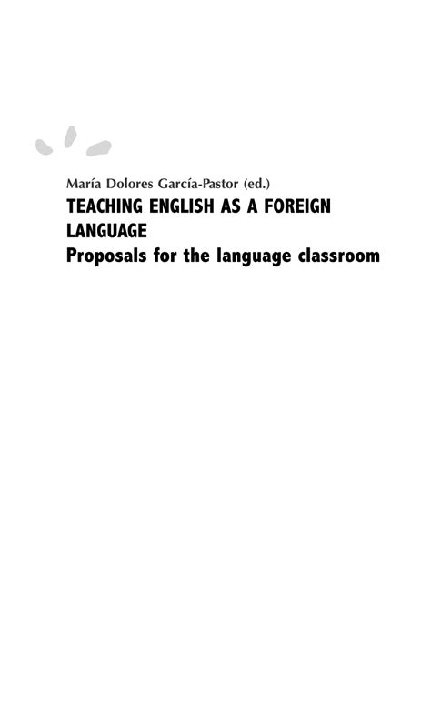 pdf teaching english as a foreign language proposals for the language classroom