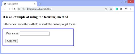 JQuery Focusin Method Javatpoint