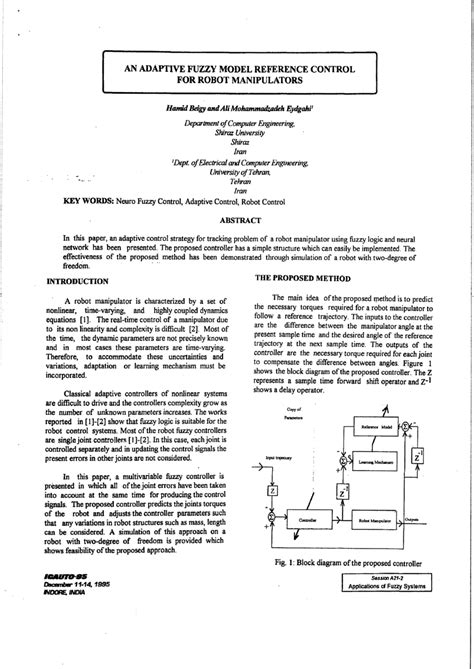 pdf an adaptive fuzzy model reference control for robot manipulators