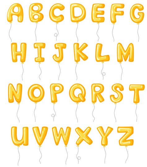 Alphabet Design With Yellow Balloons Vector Art At Vecteezy