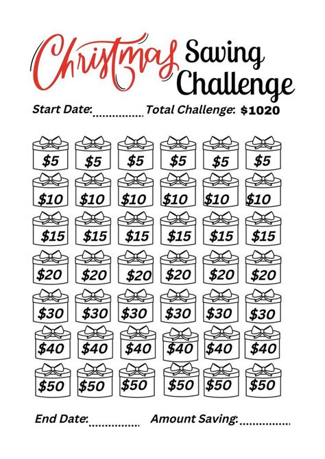 Printable Savings Savingchallenge Money Savinggoals Christmas