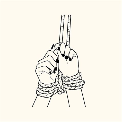 Manos atadas con cuerdas ilustración Disenos de unas Ilustraciones