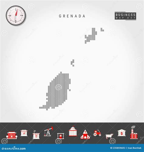 Vector Vertical Lines Map Of Grenada Striped Silhouette Of Grenada