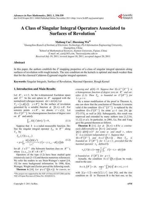 pdf a class of singular integral operators associated to surfaces of revolution