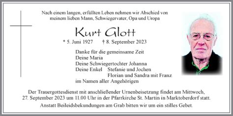 Traueranzeigen von Kurt Glott Allgäuer Zeitung