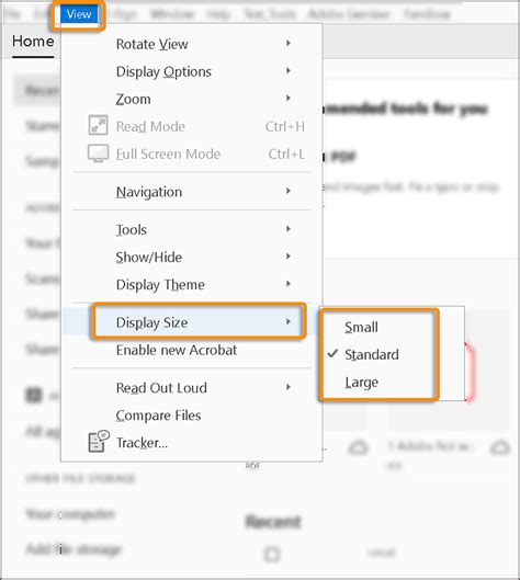 عرض ملفات pdf وعرض التفضيلات، adobe acrobat
