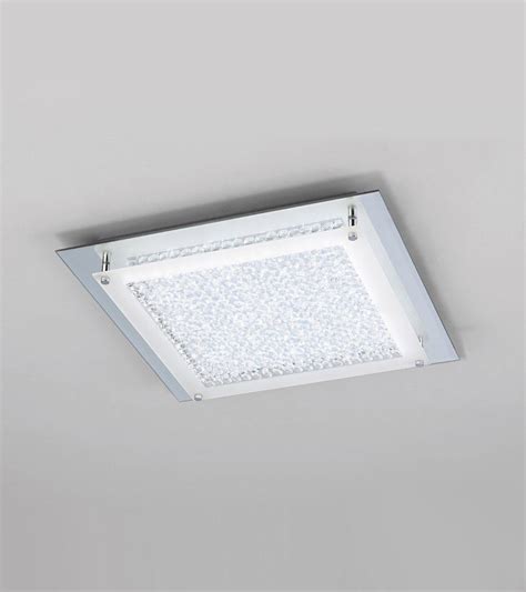 Plafón cuadrado cromo espejo grande CRYSTAL LED