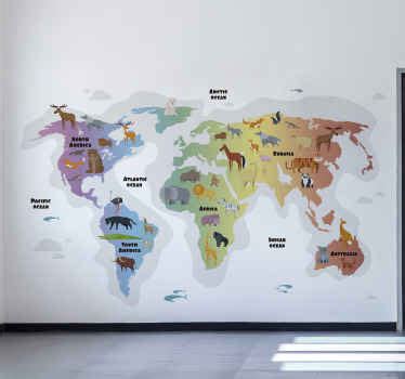 Vinilos Mapamundi Para Decorar Hechos A Medida Estilo Texto Tenvinilo