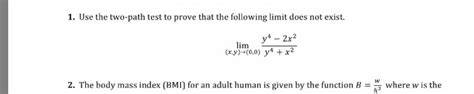 solved use the two path test to prove that the following