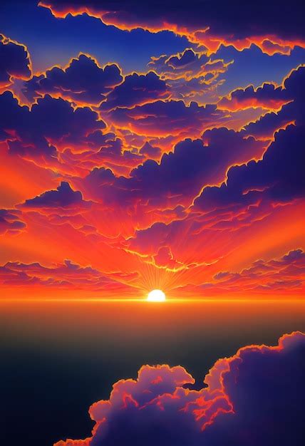 Ilustraci N De Un Hermoso Cielo Naranja Y Nubes Al Atardecer Foto Premium