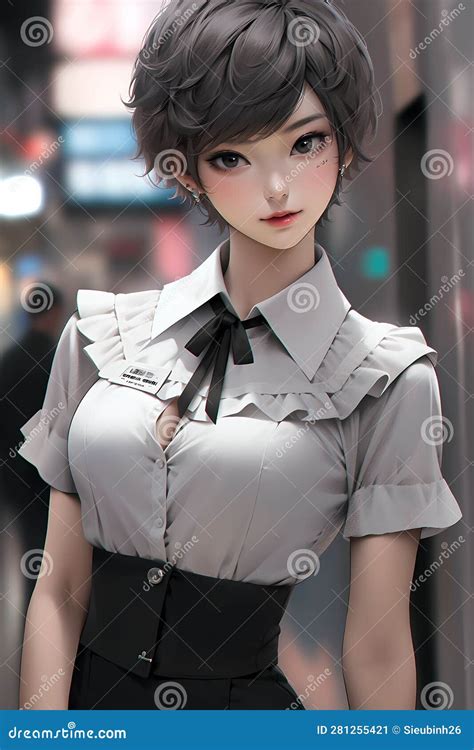 A Pretty Anime Girl In Formal Outfit Generated By Ai Stock Illustration