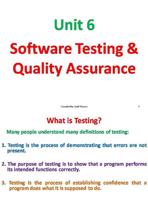 unit 6 software testing quality assurance pdf