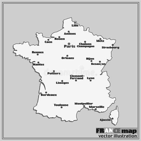 Carte Des Frances Avec De Grandes Villes Vecteur Illustration De