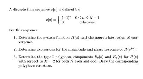 solved a discrete time sequence x[n] is defined by x[n]