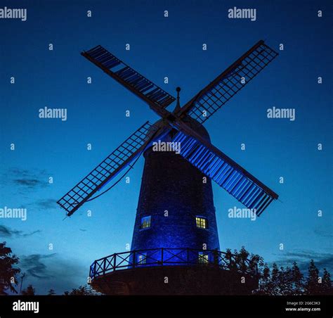 Green S Windmill Lit Up Blue For The NHS Birthday July 2021 Sneinton