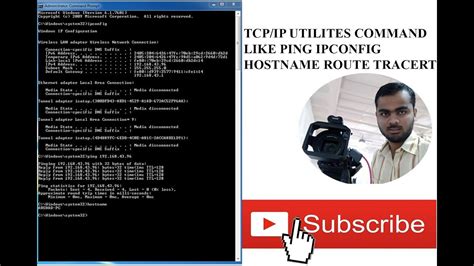 TCP IP Utilities Commands Ping Ipconfig Hostname Route Tracert In Hindi