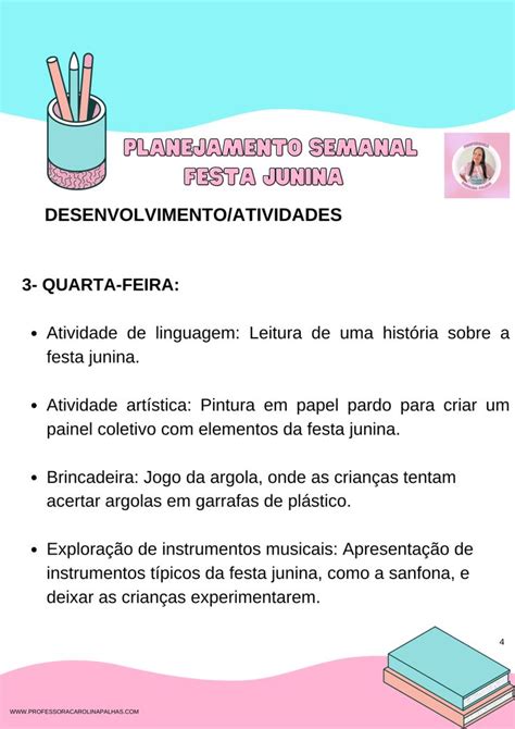 Plano De Aula Para UMA SEMANA INTEIRA Festa JUNINA Educação