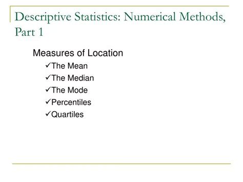 Ppt Descriptive Statistics Numerical Methods Part Powerpoint