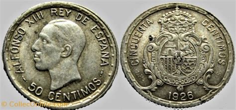 1926 50 Centimos Alfonso XIII de España Monnaies Monde