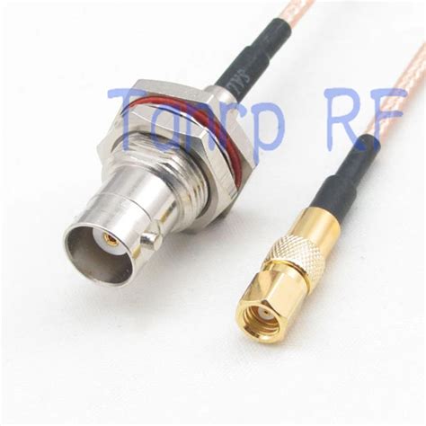 6in SMC Male Plug To BNC Female With Nut Bulkhead RF Adapter Connector