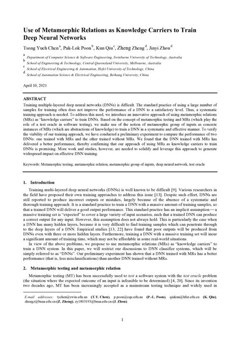 use of metamorphic relations as knowledge carriers to train deep neural networks deepai