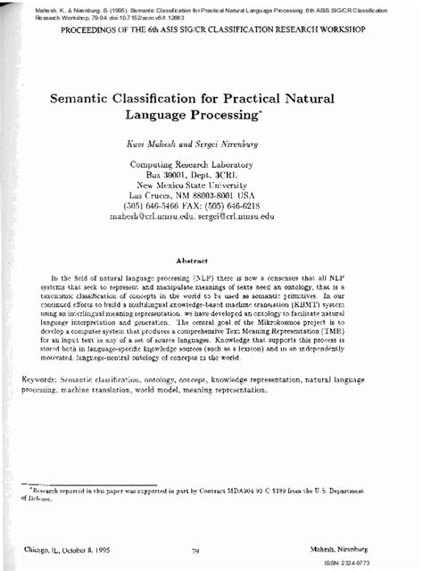 pdf semantic classification for practical natural language processing kavi mahesh