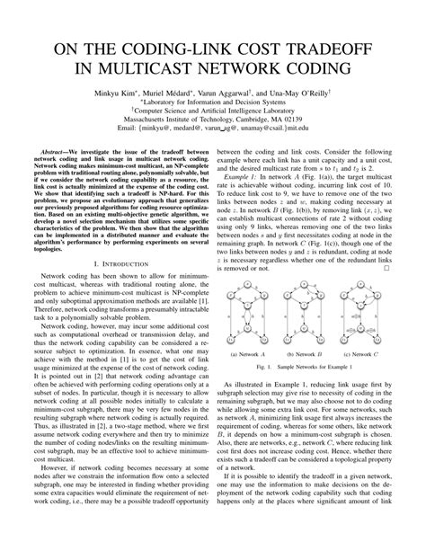 pdf on the coding link cost tradeoff in multicast network coding