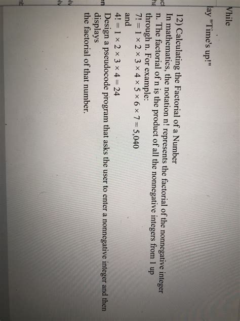 solved hile ay time s up 12 calculating the factorial of