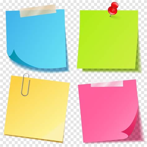 Premium Vector Realistic Colorful Blank Sticky Notes With Clip Binder