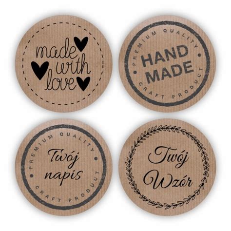 NAKLEJKI Wlepki Eko Kraft Personalizowane 108 Szt Naklejka Wlepka