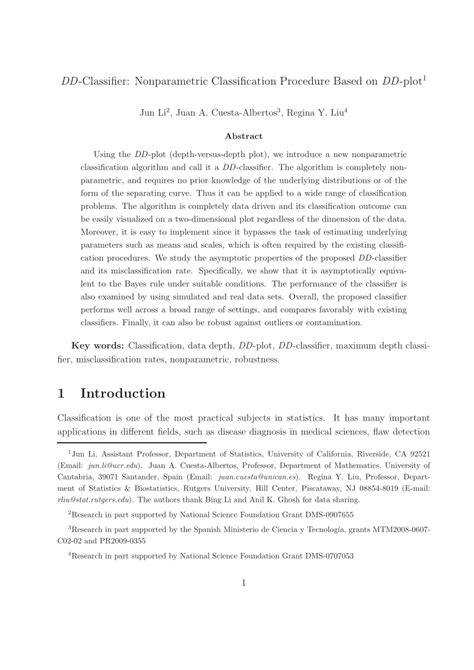 pdf dd classifier nonparametric classification procedure based on dd plot