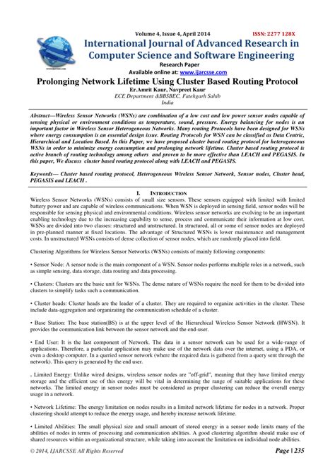 pdf prolonging network lifetime using cluster based routing protocol