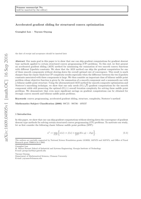 pdf accelerated gradient sliding for structured convex optimization