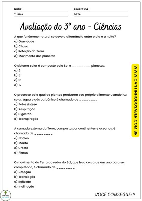 Avalia O De Ci Ncias Ano Bimestre Ensino Fundamental