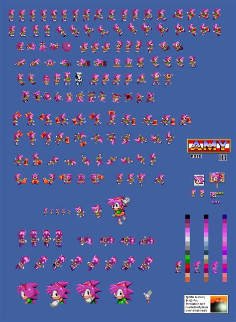Amy In Sonic 2 Sprite Sheet By E 122 Psi On DeviantArt