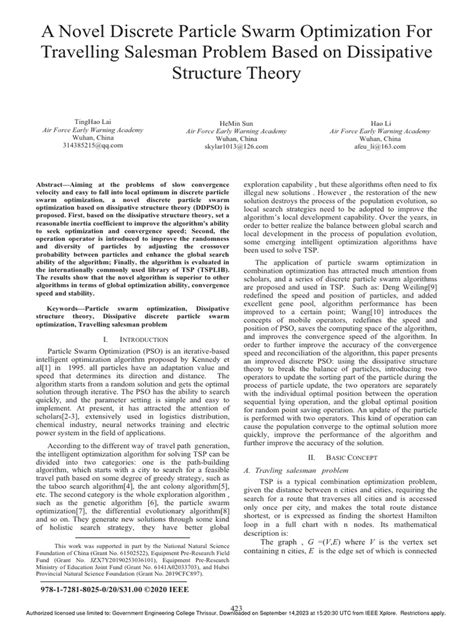 a novel discrete particle swarm optimization for travelling salesman problem based on