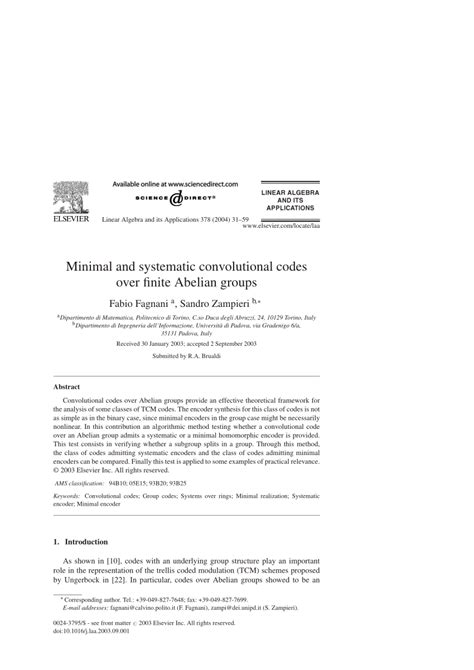 pdf minimal and systematic convolutional codes over finite abeliangroups