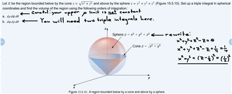 solved let e be the region bounded below by the cone z v