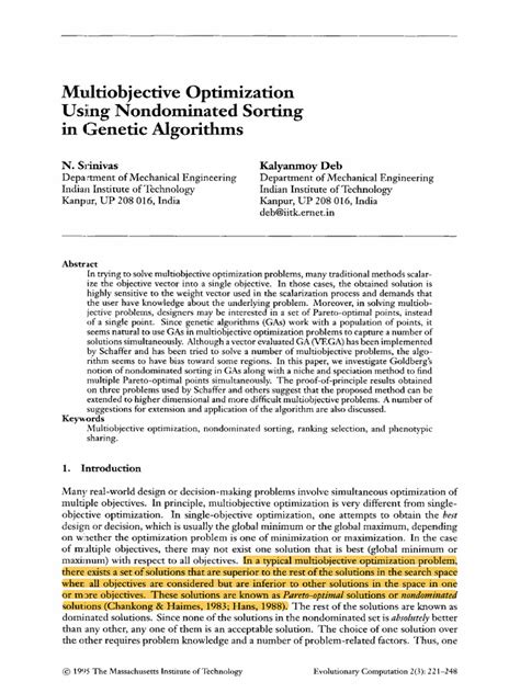 1995 nsga i pdf mathematical optimization genetic algorithm