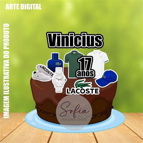 Topo Topper De Bolo Personalizado Aniversario Mesver Lacoste