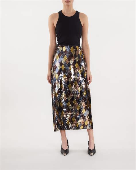Rixo Ltd Kelly Skirt Gold Harlequin Sequin Guld Wakakuu