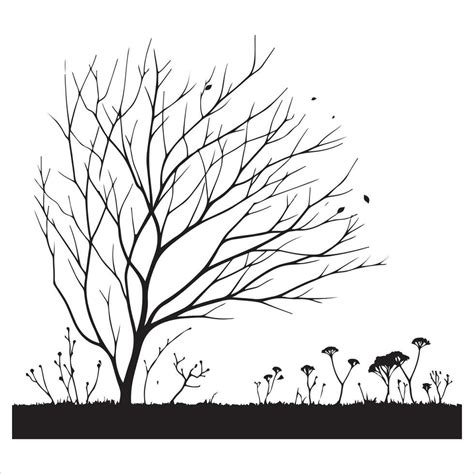 mínimo otoño desnudo árbol vector silueta 36286119 Vector en Vecteezy