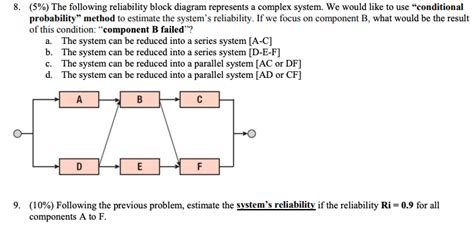 solved 8 5 the following reliability block diagram
