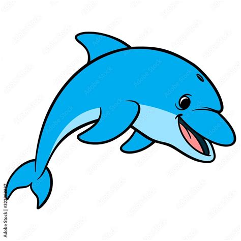 Dolphin A Cartoon Illustration Of A Cute Dolphin Swimming Stock