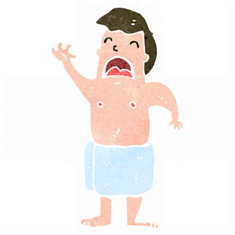 Retro Cartoon Man In Towel Art Illustration Towel PNG And Vector