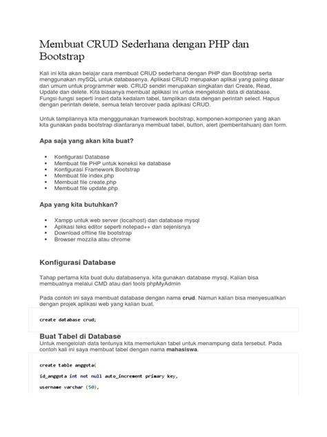 membuat crud sederhana dengan php dan bootstrap pdf