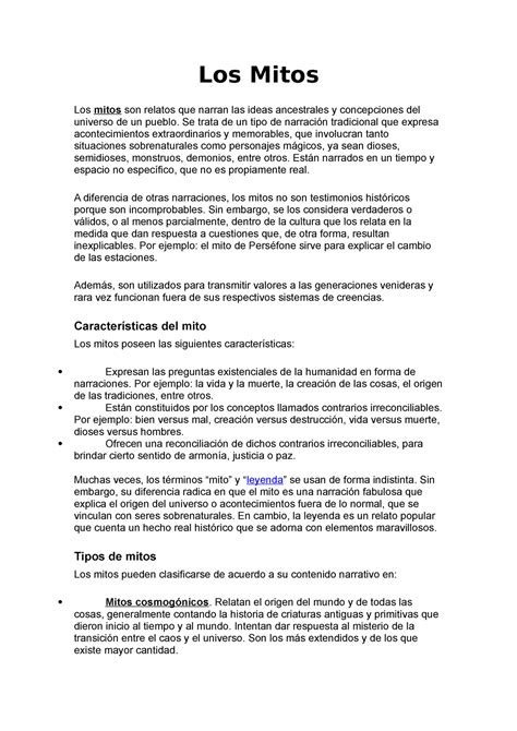 Los Mitos Sadasdsasadasd Los Mitos Los Mitos Son Relatos Que Narran